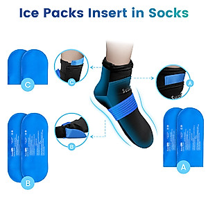 SuzziPad Replacement Ice Gel Packs for Cold Therapy Gloves and Socks(10-Piece Set), S/M