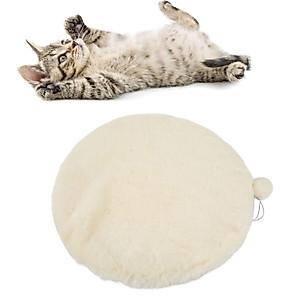 Pet Bed Round Plush Donut Bed Warm Comfy Pet Sleeping Mat with Small Ball for Warm Sleeping(S-Cheese White)