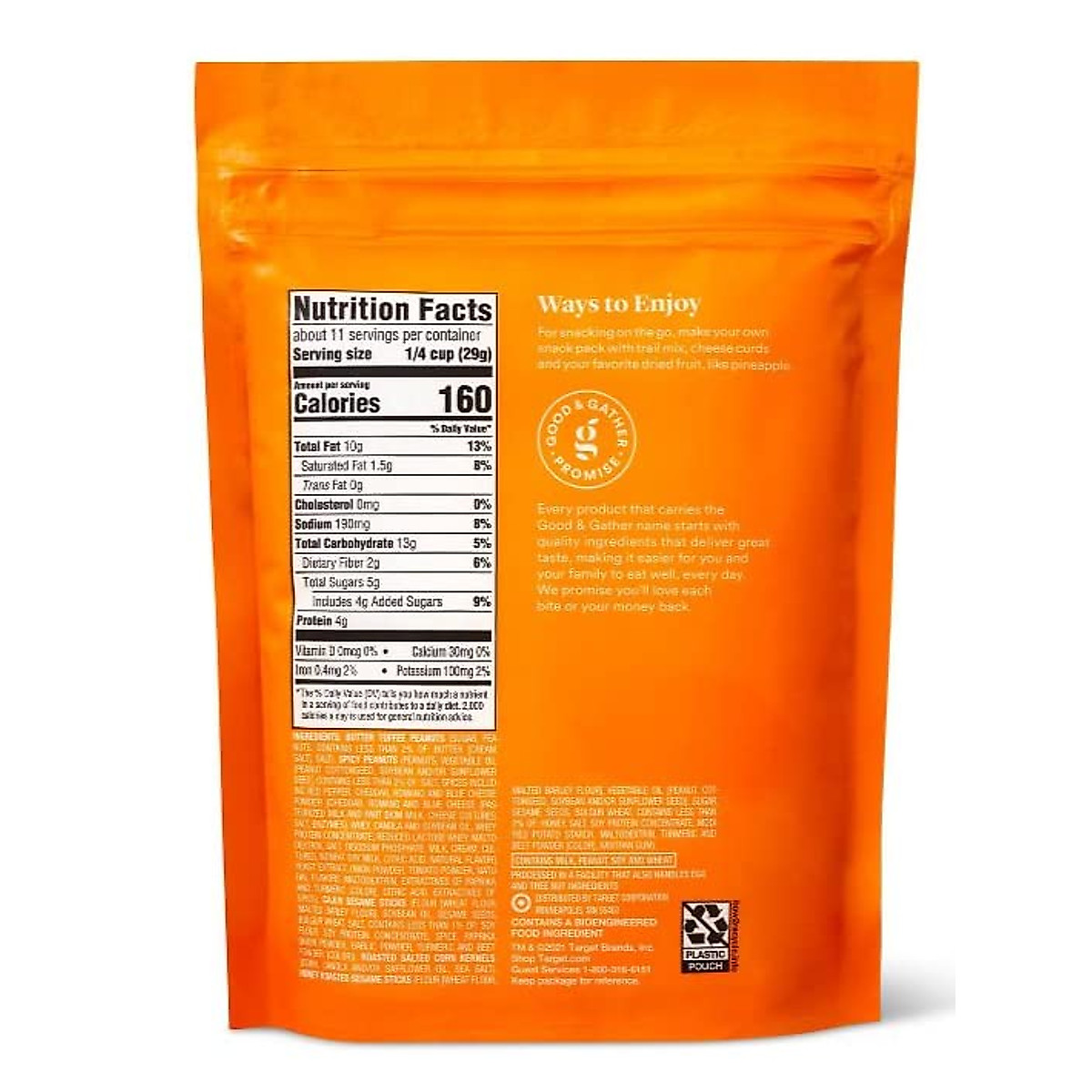 Good & Gather Sweet Cajun Trail Mix with Butter Toffee Peanuts, Spicy Seasoned Peanuts, Cajun Sesame Sticks, Roasted Salted 11 Ounce (Pack of 1)