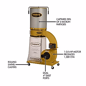 Powermatic PM1300TX-CK Dust Collector, 2-Micron Canister Filter, 1300 CFM, 1Ph 115/230V (1791079K)