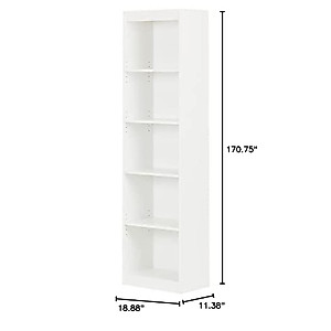 South Shore Axess 5-Shelf Narrow Bookcase, Pure White