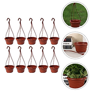 YARDWE Hanging Planter Balcony Orchid Pot: 10pcs Indoor Flower Basket Hanger Brown Succulent Pot Garden Flower Bonsai Container