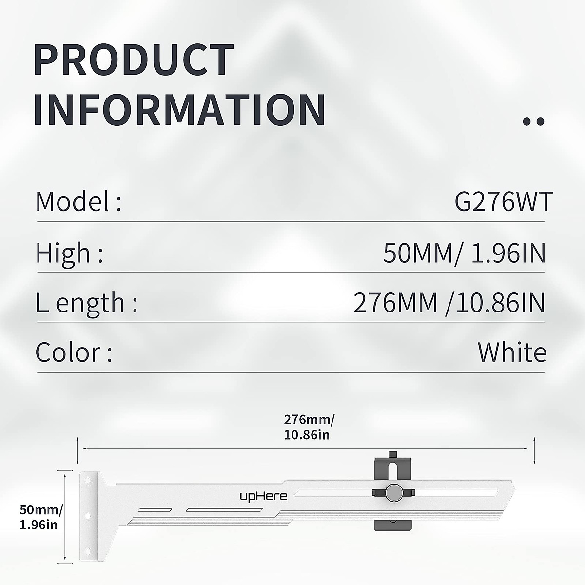 upHere G276WT White Graphics Card GPU Brace Support Video Card Sag Holder/Holster Bracket,Adjustable Length and Height Support,G276WT