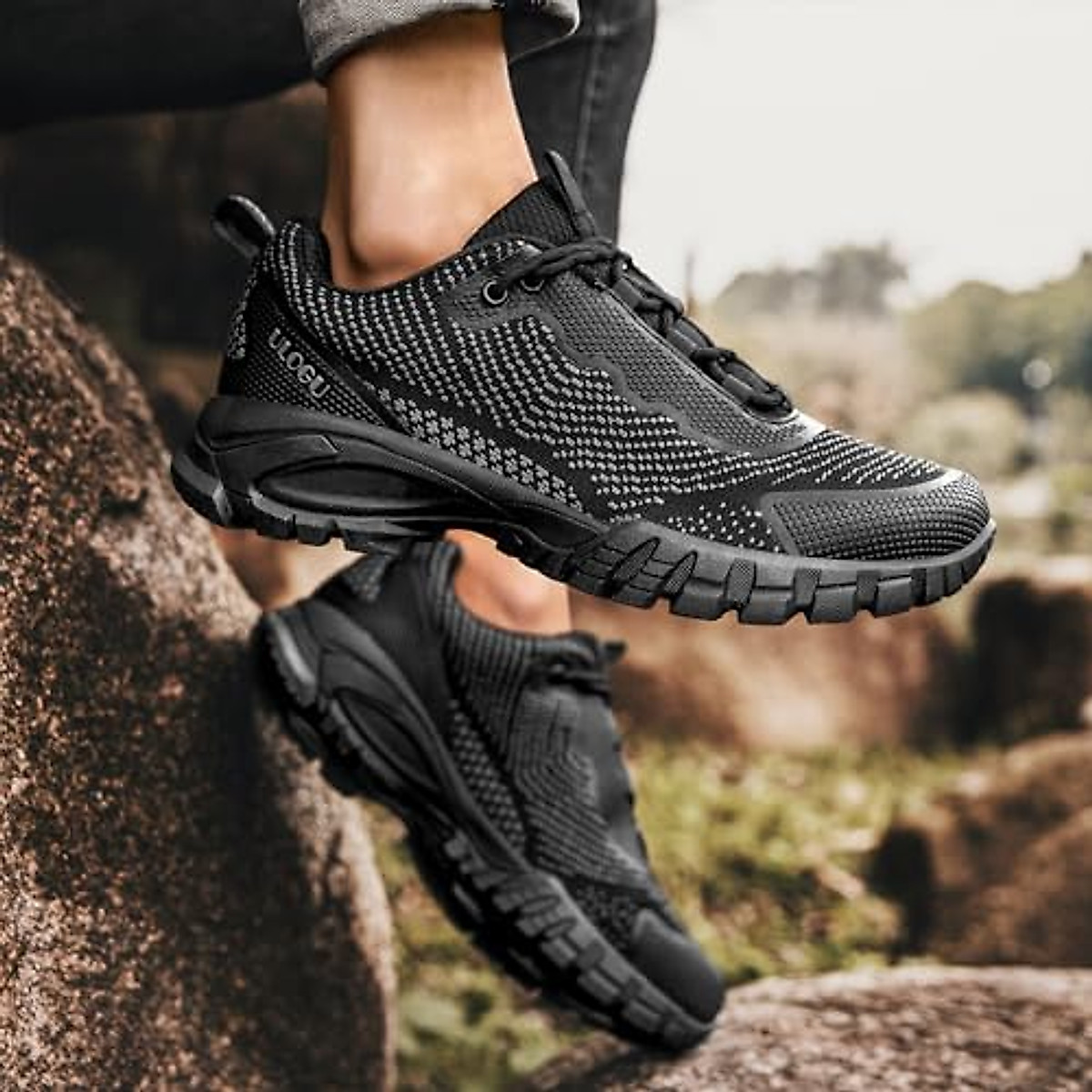Hiking Shoes for Men Waterproof Lightweight Non Slip Comfortable Breathable Work Walking Trekking Trails Rain Outdoor Ankle Boots impermeable antideslizantes Zapatos de senderismo para Hombre Black