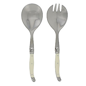 French Home LG038 2 Piece Salad Servers, Faux Ivory
