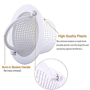 Wadoy Above Ground Pool Skimmer Basket, 𝟐 𝐏𝐚𝐜𝐤𝐬 Pool Filter Baskets Replacement Compatible with Hayward SP1091WM, Compatible with Pentair HydroSkim 513330