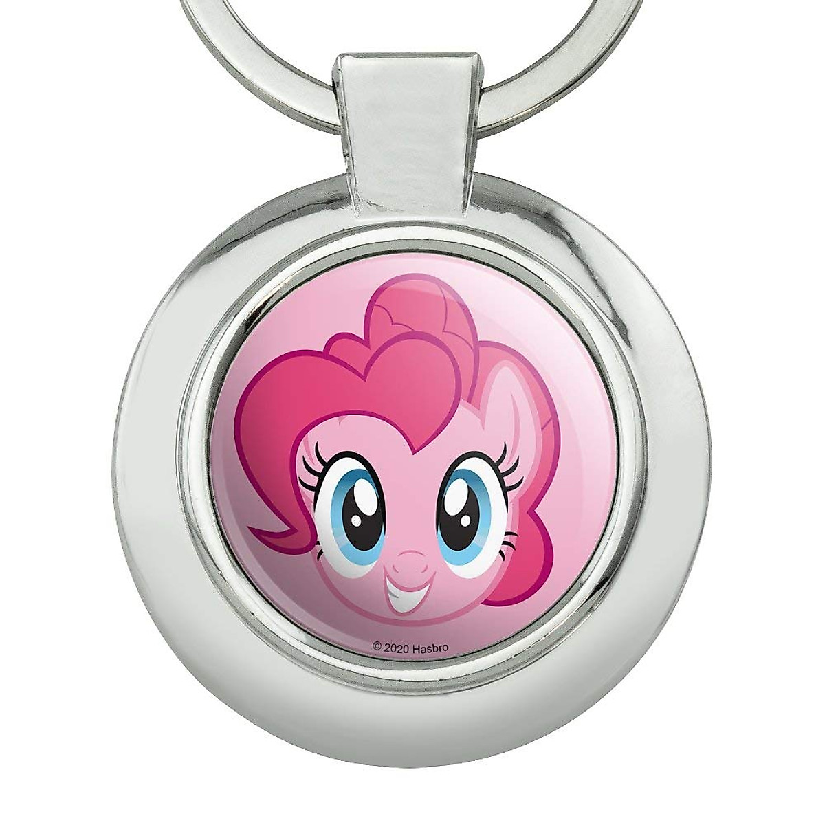 GRAPHICS & MORE My Little Pony Pinkie Pie Face Keychain Classy Round Chrome Plated Metal