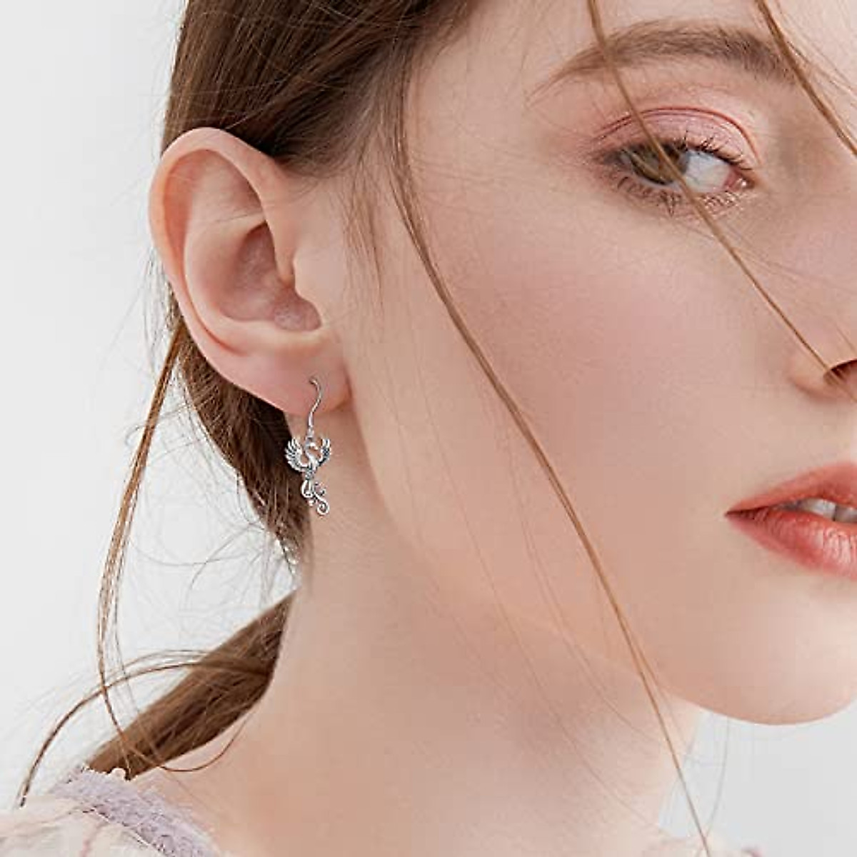 Yafeini Rising Phoenix Dangling Earrings 925 Sterling Silver Bird Phoenix Earrings Jewelry Gifts for Women