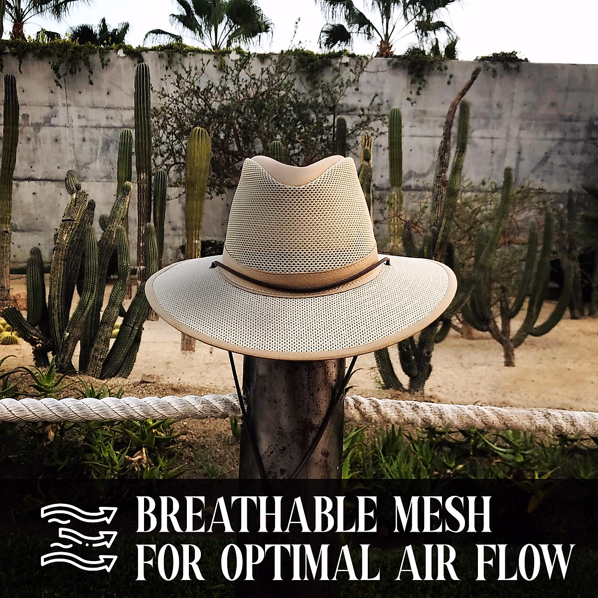 Henschel Aussie Mesh Breezer Hat - Packable Sun Protection for Outdoor Activities. Ideal for Hiking, Fishing & Camping. (US, Alpha, Medium, Khaki)