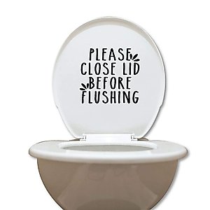 Farmhouse Styled Bathroom Toilet Lid - "Please close lid before Flushing" Vinyl Decal Sticker #FMH2