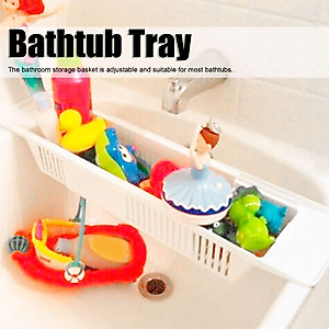 Bathtub Shelf, AntiRust PP Retractable Multifunctional Bathtub Caddy Tray, Adjustable Proof Bathroom for Bathtub Shampoo