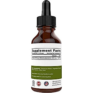 Ultra6 Nutrition Vitamin B12 Sublingual Liquid Drops - B12 Methylcobalamin Supplement Great for Energy & Tiredness - Vitamin-B Supplements for Women & Men - 90 Day Supply