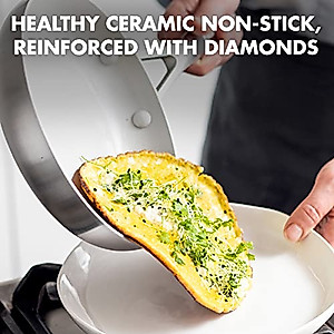 GreenPan Venice Pro Tri-Ply Stainless Steel Healthy Ceramic Nonstick 10" Frying Pan Skillet, PFAS-Free, Multi Clad, Induction, Dishwasher Safe, Oven Safe, Silver