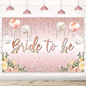 Bride to Be Backdrop Banner Decor Pink Rose Gold - Bride Shower Wedding Party Theme Decorations for Engagement Women Men Supplies