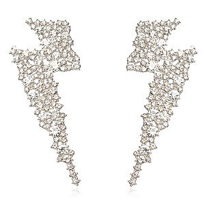 KELMALL Crystal Lightning Bolt Dangle Earrings for Women - Flash Statement Earrings, Trendy Sparkly Drop Jewelry