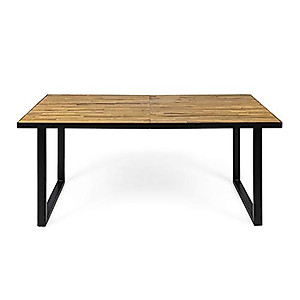 Christopher Knight Home Requeta Outdoor Dining Sets, Black + Teak