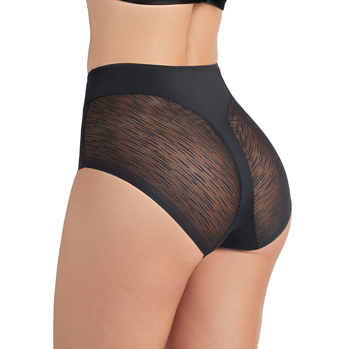 Leonisa Tummy Control Underwear for Women - High Waisted Sheer Lace Shapewear Panties Black