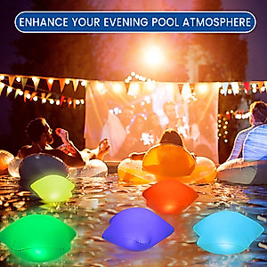 TIALLY Stars Floating Pool Lights Solar Powered - Glowing Pool Lights That Float - Inflatable Floating Solar Pool Lights for Swimming Pool, Weddings, Patio, Ponds - Pool Party Lights (2 Pack)