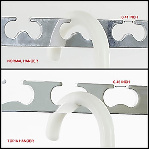 TOPIA HANGER Closet Hangers Space Saving, Heavy Duty Chrome Clothes Hanger Organizer, Multifunctional Hangers for Closet with Wider Wavy Slots and Hooks 4pcs, CT11C