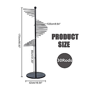 XIMSPHY Freestanding Scarf Display Rack, Metal Scarf Racks, Spiral Scarf Holder, Hijab Stand for Clothing Store Commercial Home, Space Saving Shelves (42x170cm/17x67in, Black)