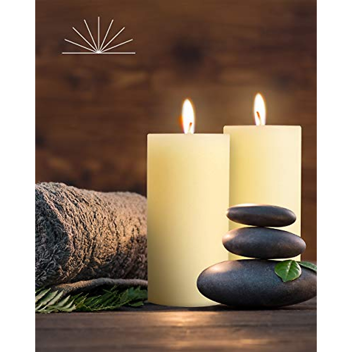 Mottled Pillar Candles by Bask - Set of 6-3" x 6" Dripless Unscented Candles in Ivory for Home Decor, Relaxation & All Occasions