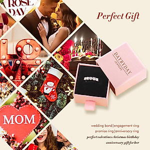 DAYBYDAY Moisanite Band Ring 925 Sterling Silver Created Diamond Eternity Ring Moissanite Wedding Band Stacked Rings for Women Size 9