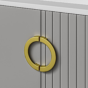 SSLine Free Standing 24-Inch Bathroom Vanity with Ceramic Sink Modern Small Bathroom Vanity with Top Basin and Storage Cabinet Floor Stand Wood Bath Vanity w/Gold Handles for Small Space(Grey)