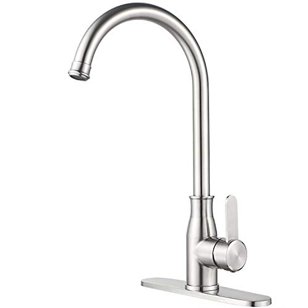 Kohonby Single Handle Kitchen Faucet Stainless Steel Brushed Nickel，Modern High Arc Kitchen Sink Faucet, Commercial Bar Sink Faucet One Hole with Deck