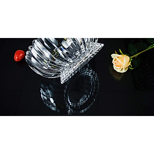 Modern-Depo Crystal Serving Bowl Glass Centerpieces for Parties Home Office Wedding Food Salad Fruit Snack Dessert Mixing Collection, 9 x 9 x 4.7 Inches