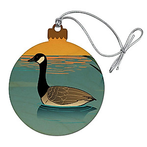 Canadian Goose Geese Swimming Canada Wood Christmas Tree Holiday Ornament