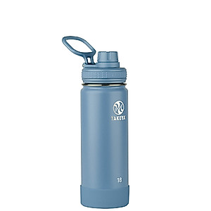 Takeya Actives Insulated Stainless Steel Water Bottles with Spout Lid, 18 Ounce, Midnight Blue and Bluestone
