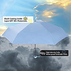 ALFROTEY Mini Folding Travel Umbrella for Rain with Anti-UV Protection Lightweight Small Compact Umbrella for Backpack and Purse Ideal Travel Umbrella for Women and Girls (Light Green, S)