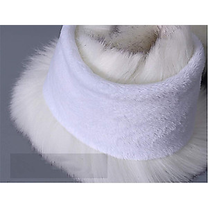 LDFWAY Long Men Women Faux Fur Collar Winter Warm Wrap Stole Scarf Shawl Shrug (White)