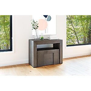 Transformer Table Dining Room Table for 2 to 12, Expandable Dining Table, Coffee Table with Storage Panels Included, Space Saving Furniture (Dark Grey, Table + Bench + Coffee Table)