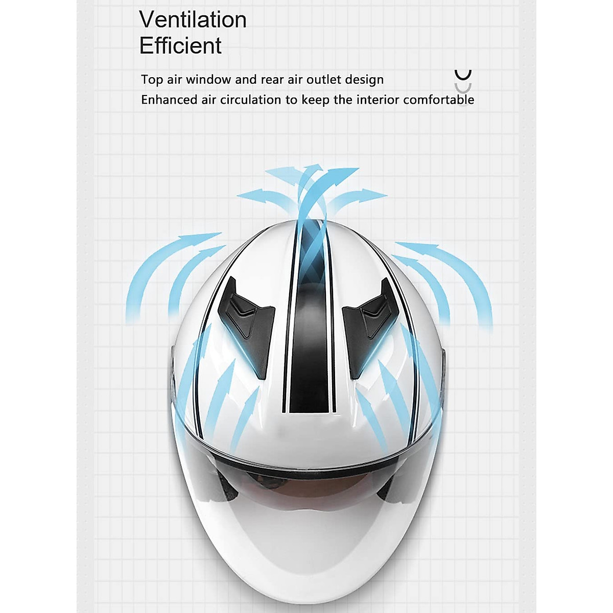 3/4 Lightweight Open Face Scooter Helmet, Jet Style Motorcycle Helmet for Adults Men Women DOT Approved Double Lens Motorbike Half Helmet for Street Electric Moped Scooter ATV-B-58-62CM