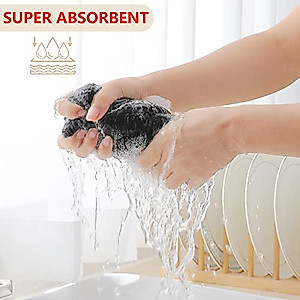 Homaxy 100% Cotton Waffle Weave Stripe Dish Cloths, 12 x 12 Inches, Super Soft and Absorbent Dish Towels Quick Drying Dish Rags, 6-Pack, White & Black