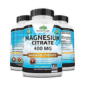 Magnesium Citrate 400 mg - High Potency Elemental Magnesium TRAACS Albion Minerals - 120 Tablets