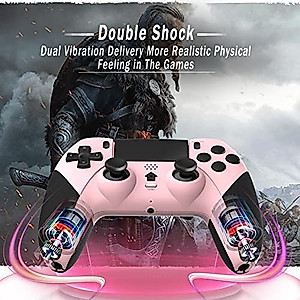 TERIOS Wireless Pro Controller Compatible with PS4 /PS4 Pro/PS4 Slim, Gaming Remote with Built-in 800mAh Rechargeable Battery/Precise Joystick/Audio/Turbo/Advanced Buttons Programming (Pink & Black)