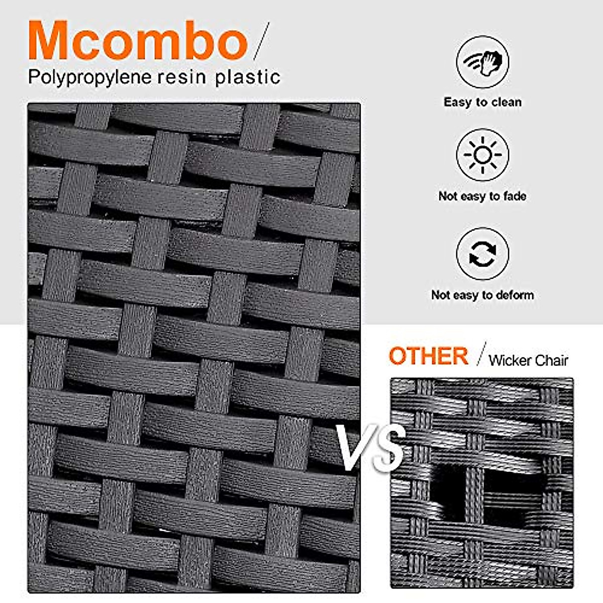 MCombo 7pcs Patio Furniture Set All-Weather Outdoor Sectional Sofa Rattan Pattern Patio Conversation Set w/Seat Cushions 6050-800 (Blue)