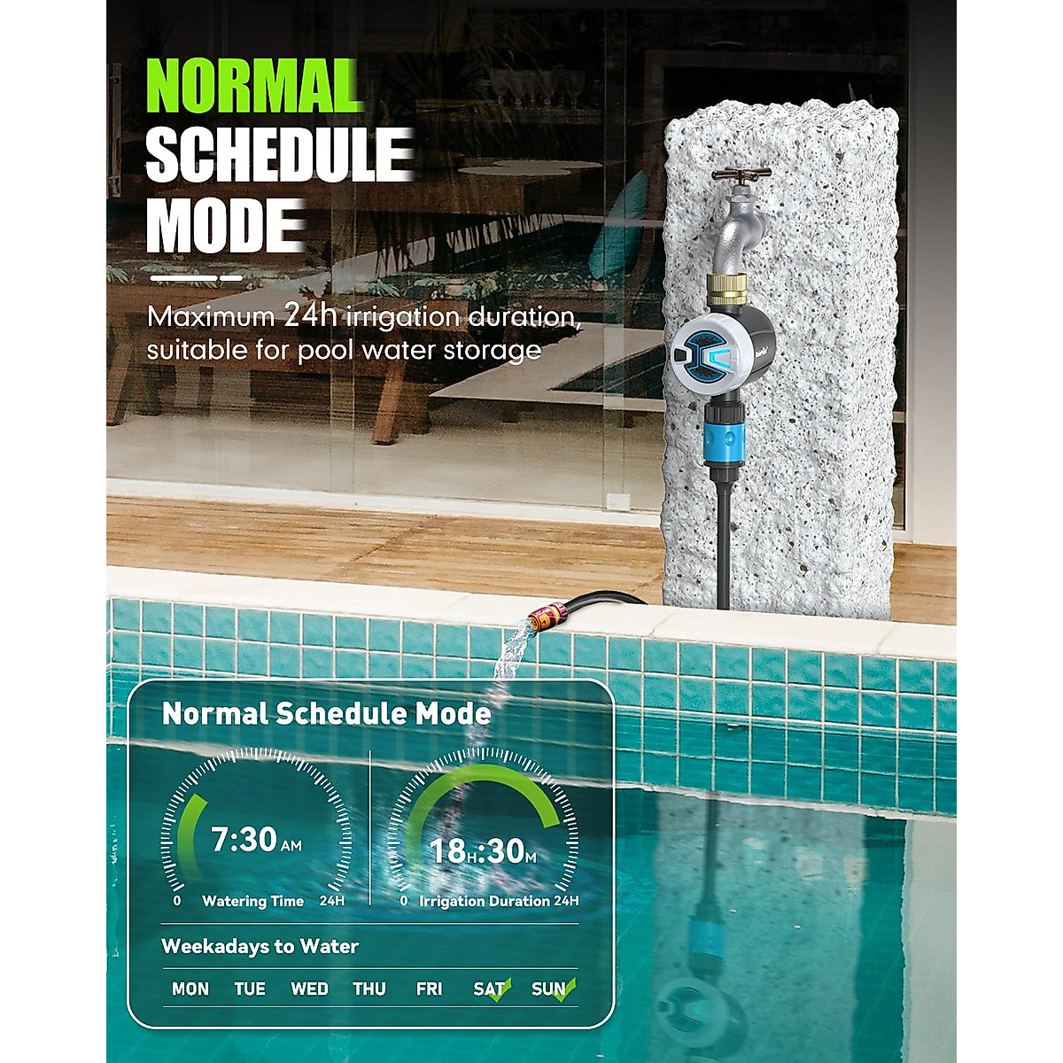 RAINPOINT Bluetooth Hose Timer with Brass Inlet,Smart Water Timer for Garden Hose,Sprinkler Timer with Rain Delay/Manual/Auto Watering, App Control