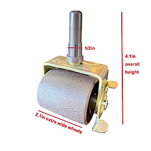 2PCS Locking Replacement Heavy Duty Steel Stem Bed Frame Wheels Casters Rollers with Socket Sleeves