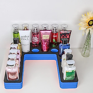 Polar Whale Lotion and Body Spray Stand Organizer Tray Blue and Black Durable Foam Washable Waterproof Insert for Home Bathroom Bedroom Office 16.25 x 16.25 x 2 Inches 22 Slots
