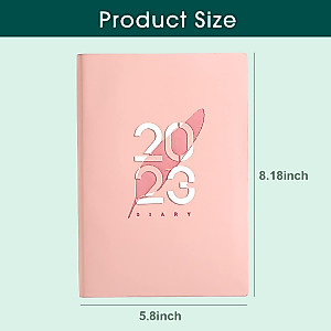 Daily Planner 2023, To Do List Notebook Planner Weekly and Monthly with Sticky Notes, Soft Cover 300 Pages (6x8") (Pink)