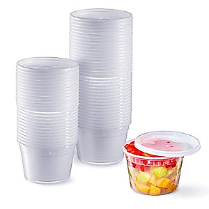 16 oz. Plastic Deli Food Storage Containers with Airtight Lids [48 Sets]