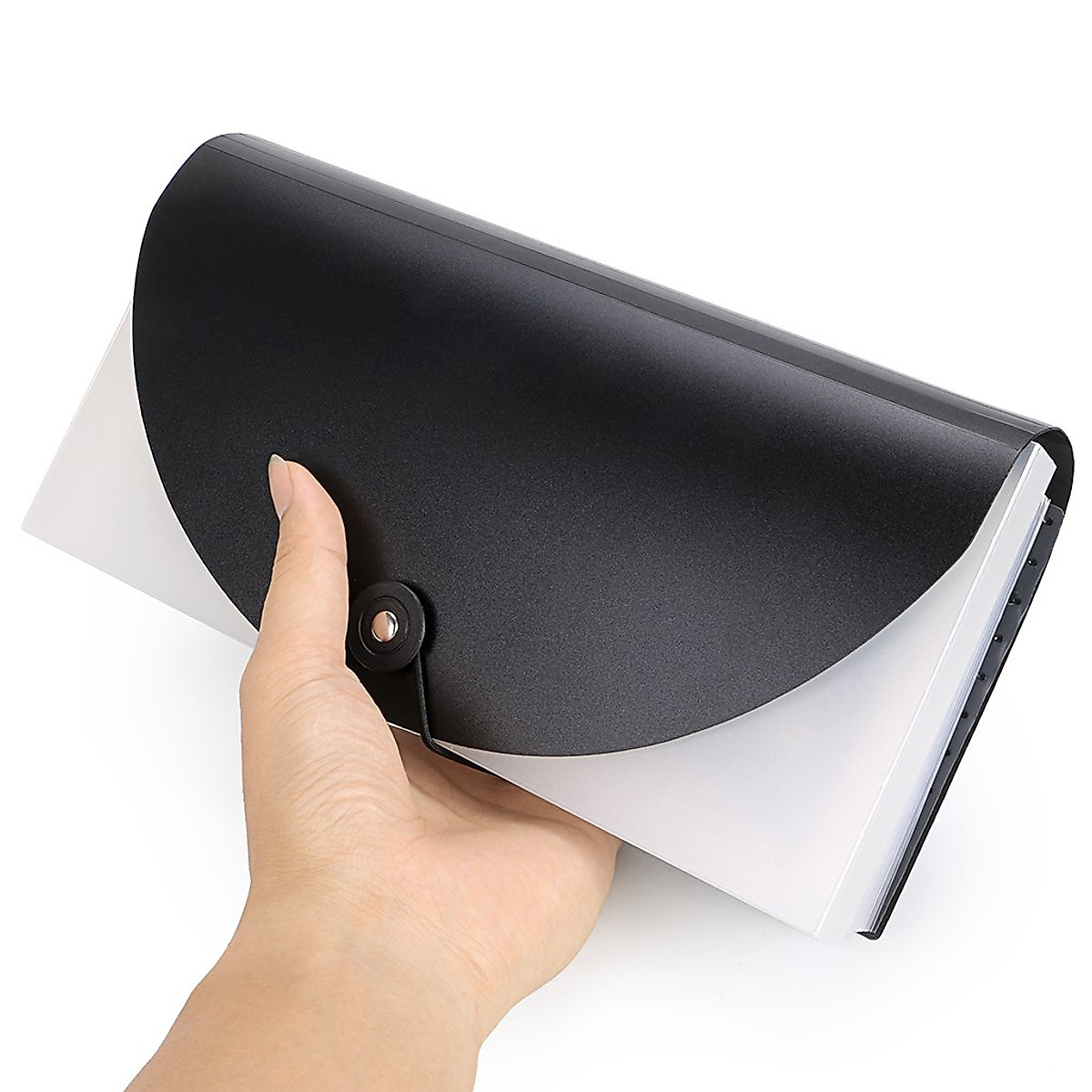 BTSKY Expanding File Folder-Hand-held 13 Pockets Organizer Folder PP Wallet Organizer for Cards, Receipts, Coupons and Tickets(Black)