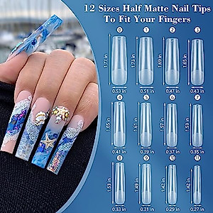 Clear Square Nail Tips, Gel Nail Tips for Acrylic Nails Professional，240PCS XL Nail Tips Full Matte Full Cover Straight Square Nail Tips, Slightly C Curve French Nail Tips Use for Nail Extension
