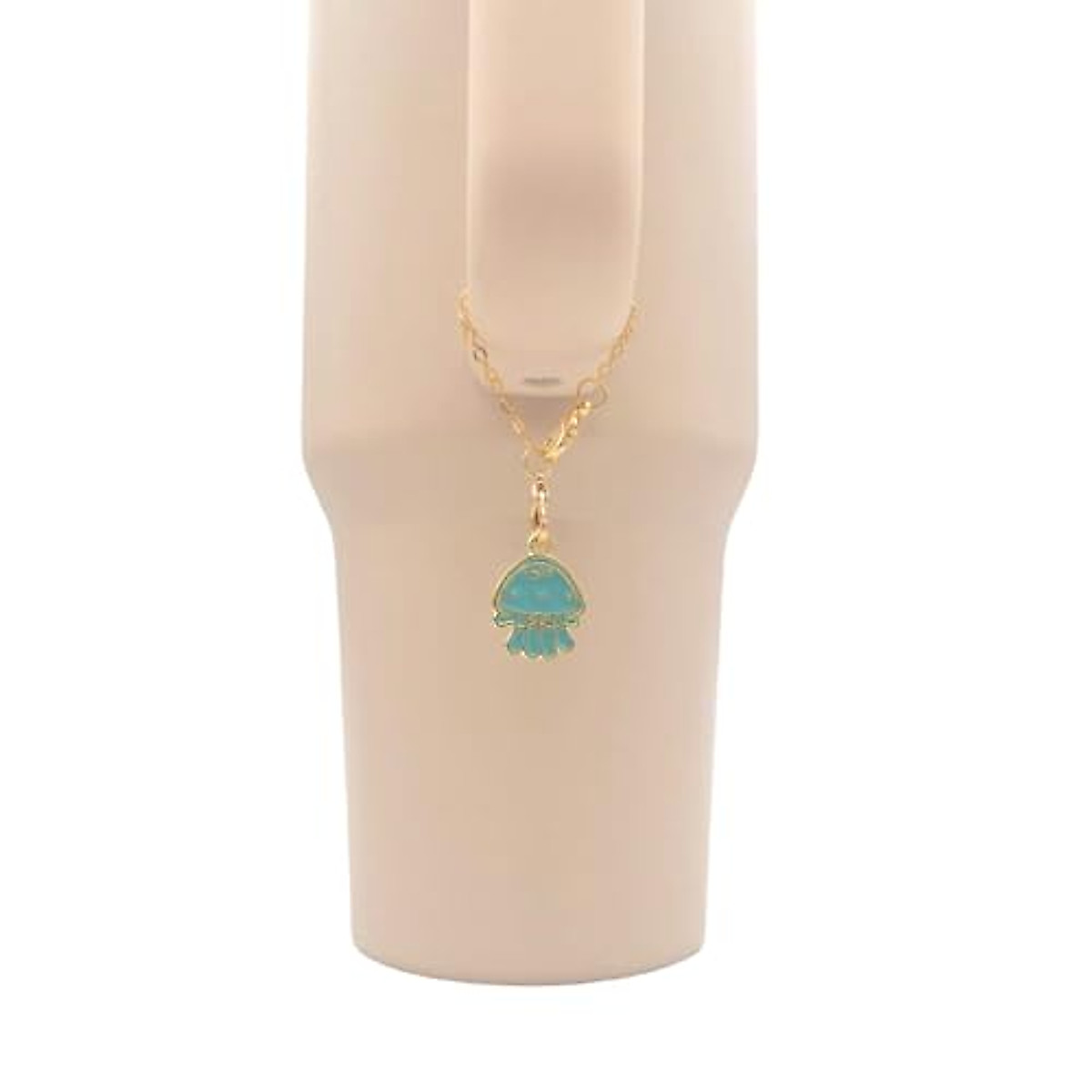ZHU IN SY Stanley Cup Accessories Charms, Handle Charm for Tumbler/Water Bottle Personalized, Water Cup Identification Metals Name Plate/Simple Modern (Blue-Green Jellyfish)