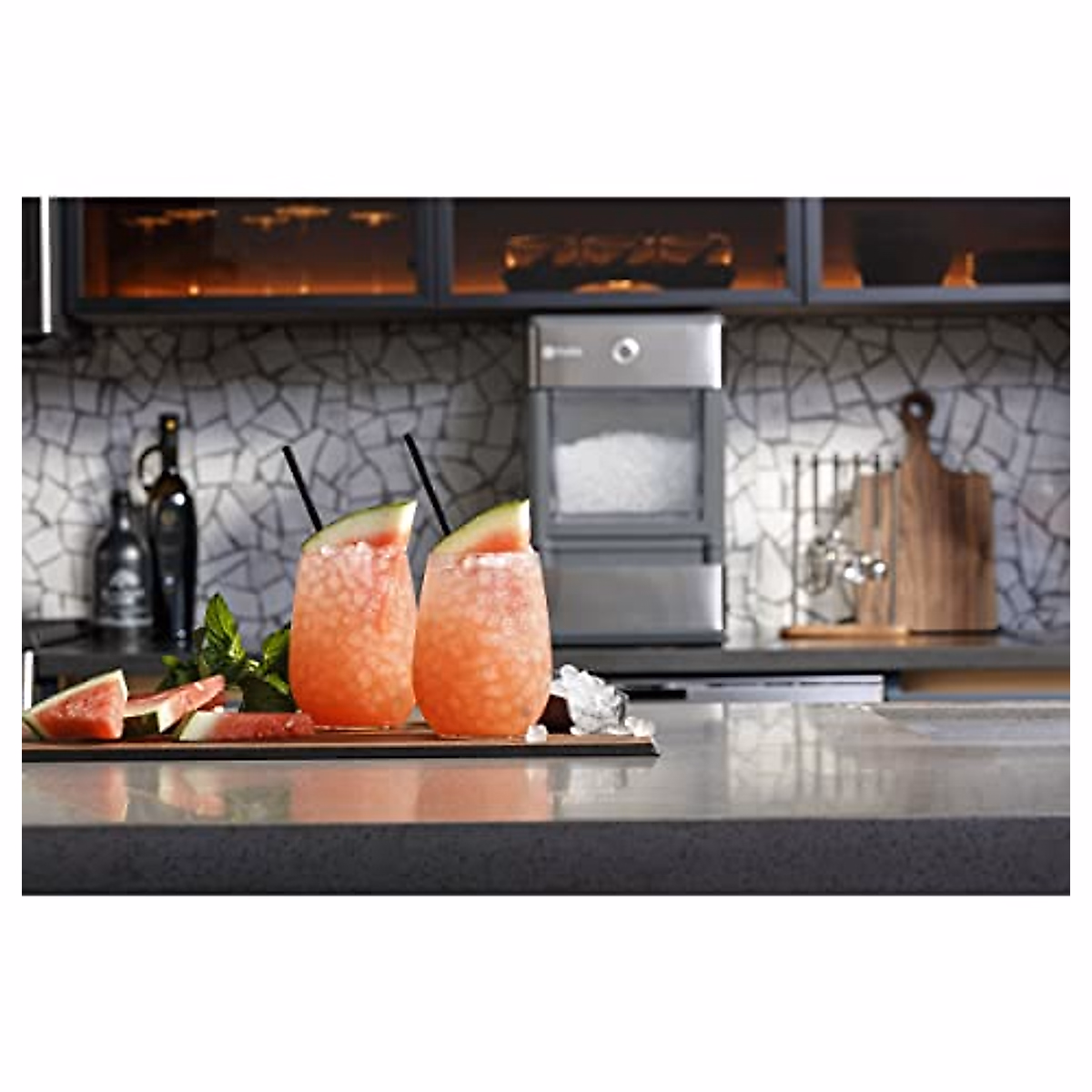 GE Profile Opal | Countertop Nugget Ice Maker | Portable Ice Machine Makes up to 24 lbs. of Ice Per Day | Stainless Steel Finish (Renewed)