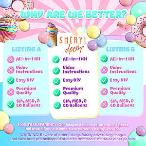 100pcs Pastel Balloon Garland Kit – Pastel Rainbow Balloon Arch – Small and Large Pastel Balloons for Pastel Birthday Decorations – Unicorn, Spring, Macaron, Easter, Donut & Ice Cream Party Balloons