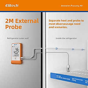 Elitech Digital Temperature Humidity Data Logger Medical Refrigerator Thermometer Vaccine Fridge Temperature Monitor Max Min Value GSP-6G